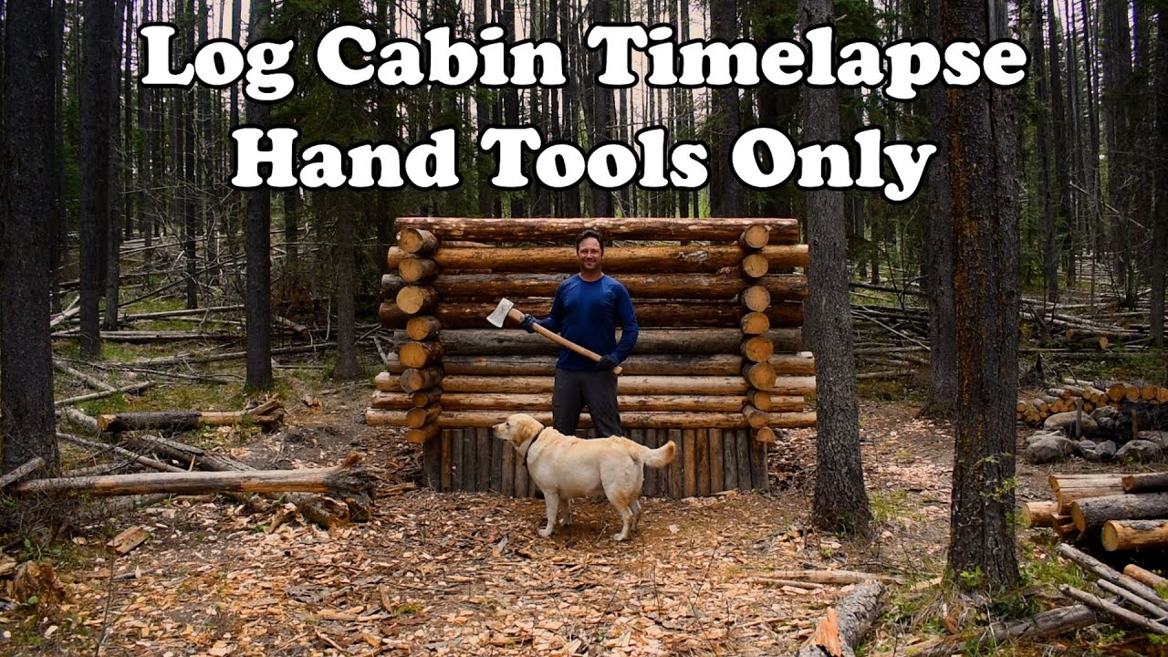 Log Cabin Timelapse Build With Hand Tools - Bushcraft Shelter - Solo ...