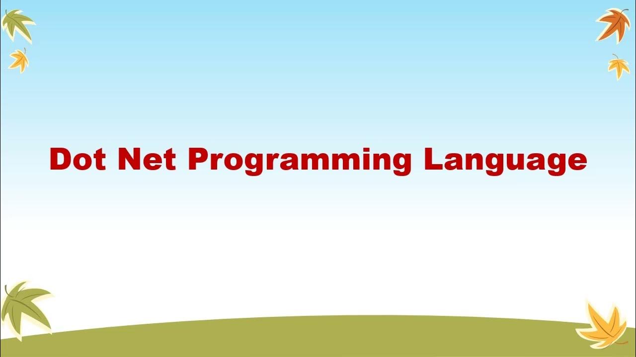 Introduction about Dot Net Programming Language in Tamil - YouTube