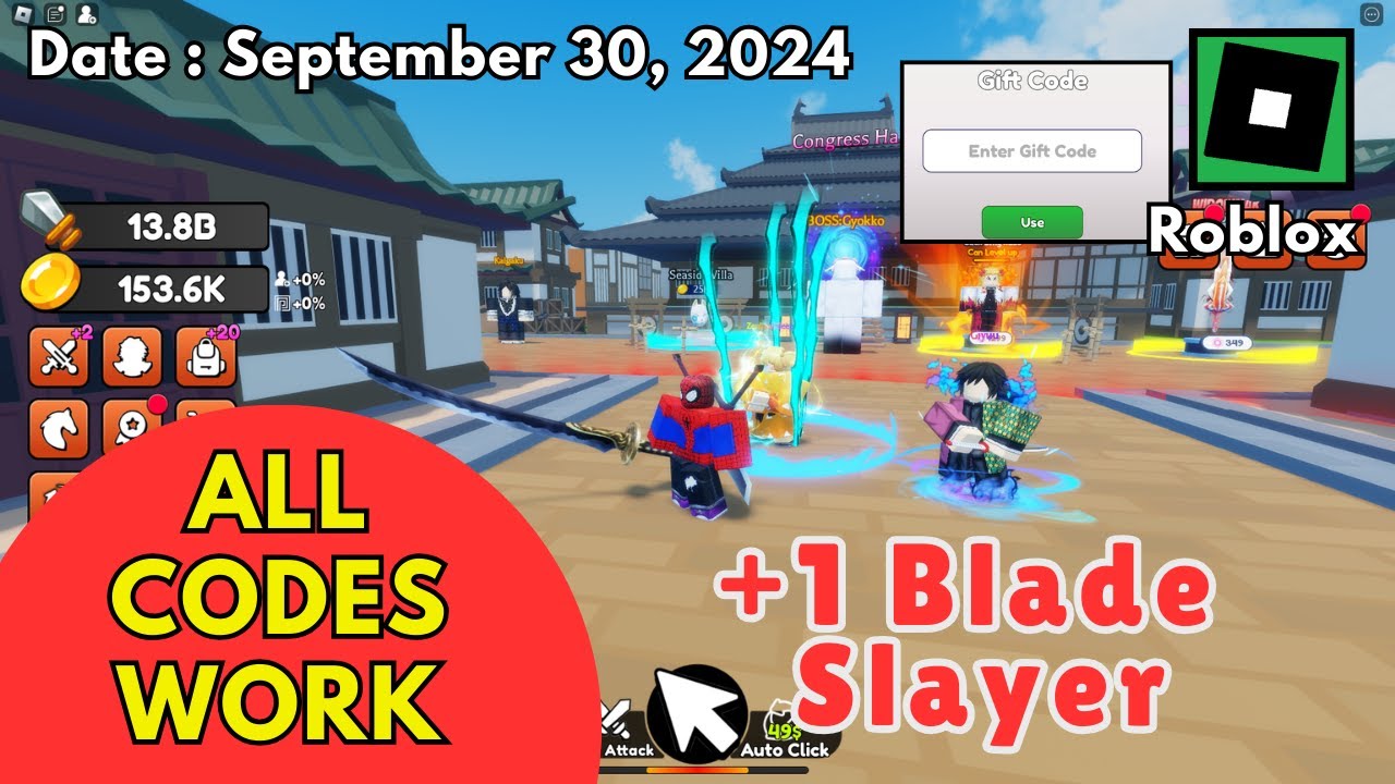 *All Codes Work* +1 Blade Slayer Roblox, September 30, 2024 - YouTube