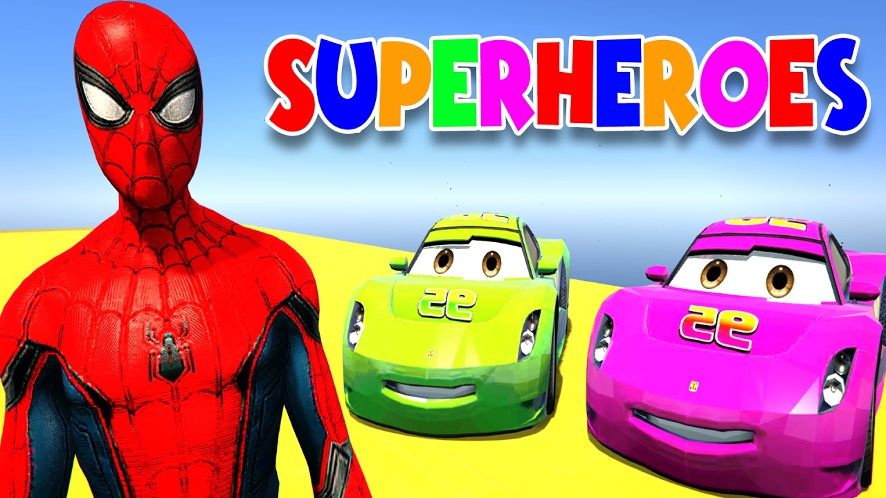Spiderman Cartoon #27: LEARN COLORS with BUS in Spiderman Cars Cartoon ...