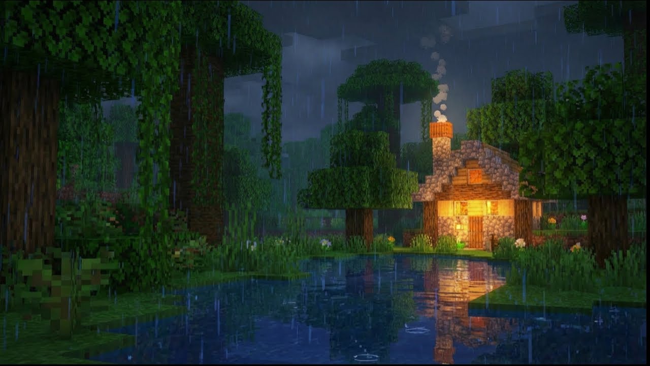 Minecraft Relaxing Longplay | Rainy Cliff | Cozy Cottage House # ...