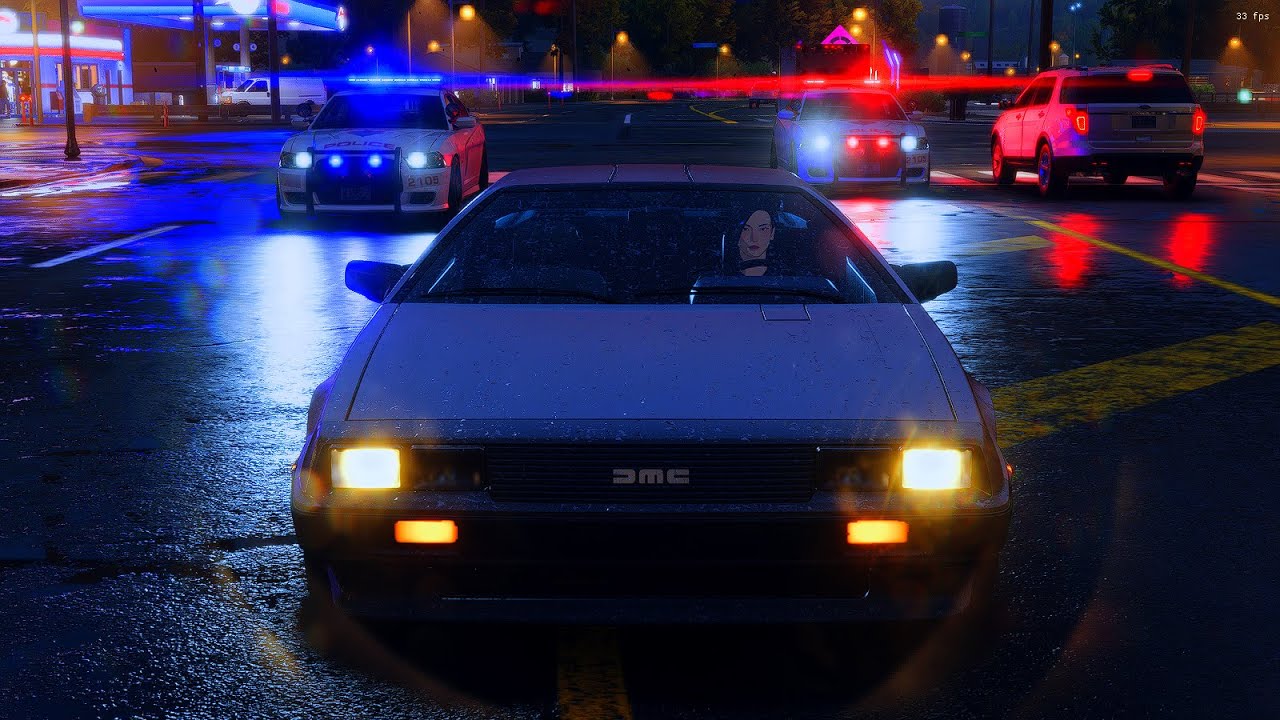 NFS Unbound : Delorean VS Police Pursuit - YouTube