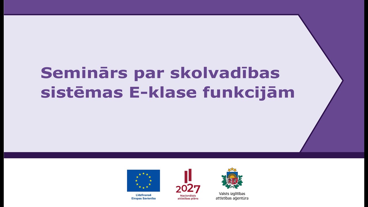 Informatīvs seminārs par skolvadības sistēmas E-klase funkcijām - YouTube