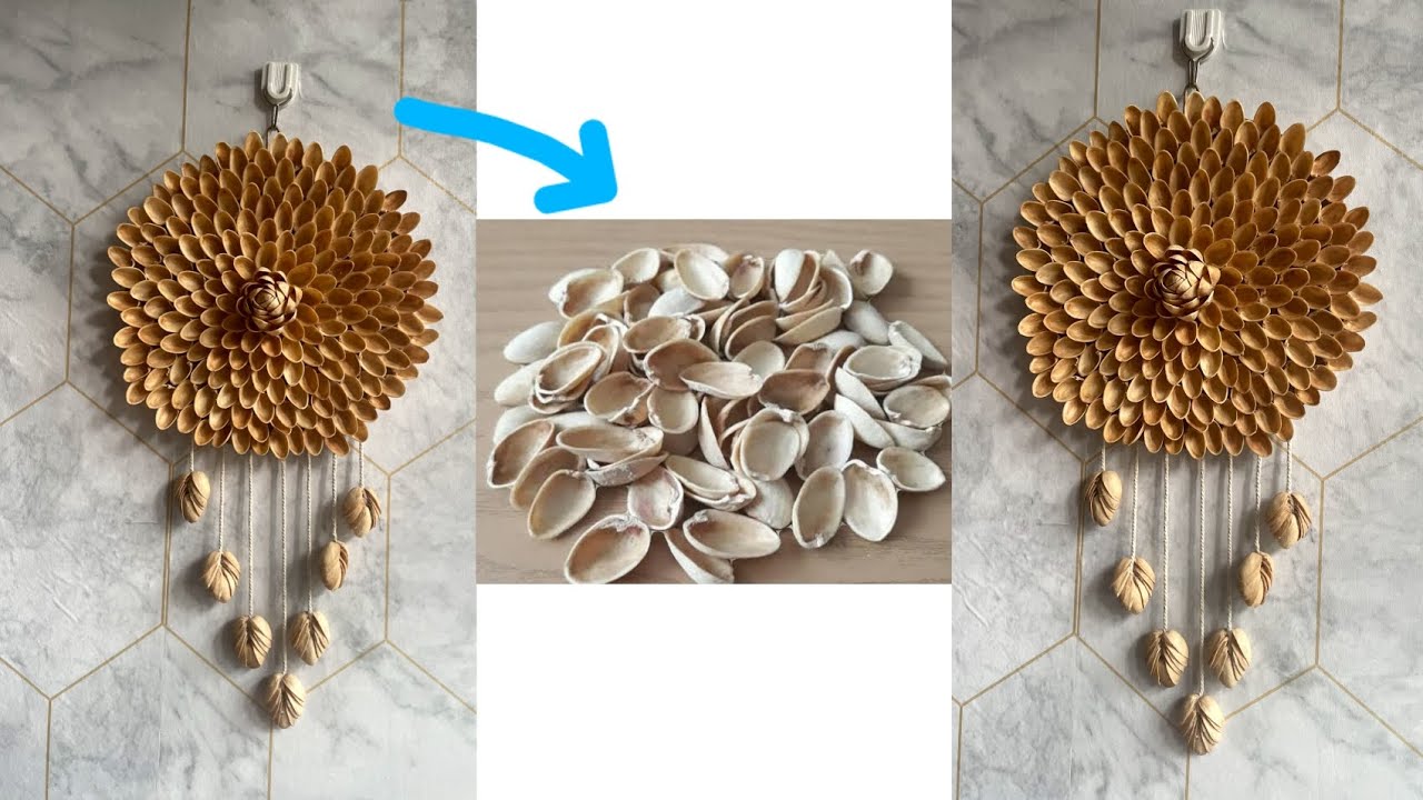 Beautiful Wall hanging using pista shell | pista shell craft ideas ...