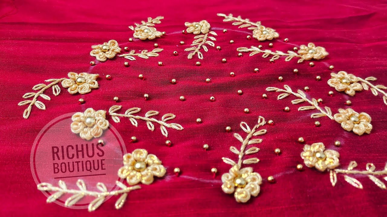 Onam Wear Chudi Material || Easy design for beginners || handembroided ...