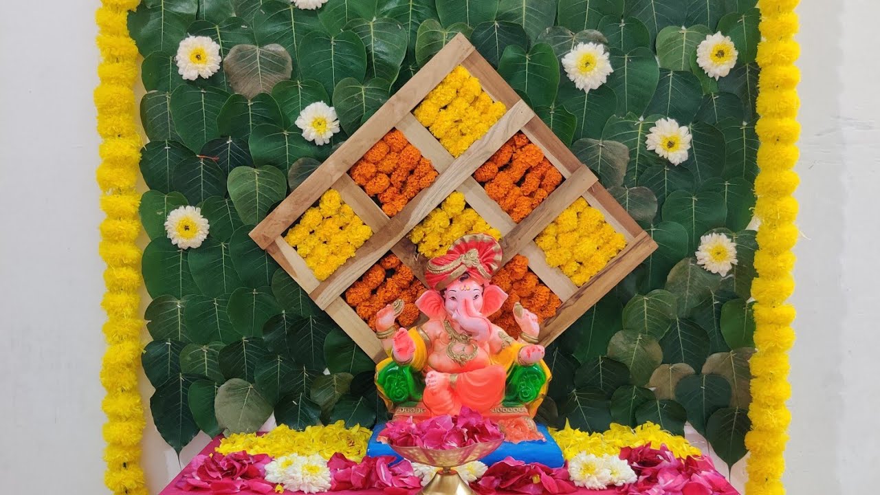 Ganpati decoration ideas at home2023/simple and unique ganpati ...