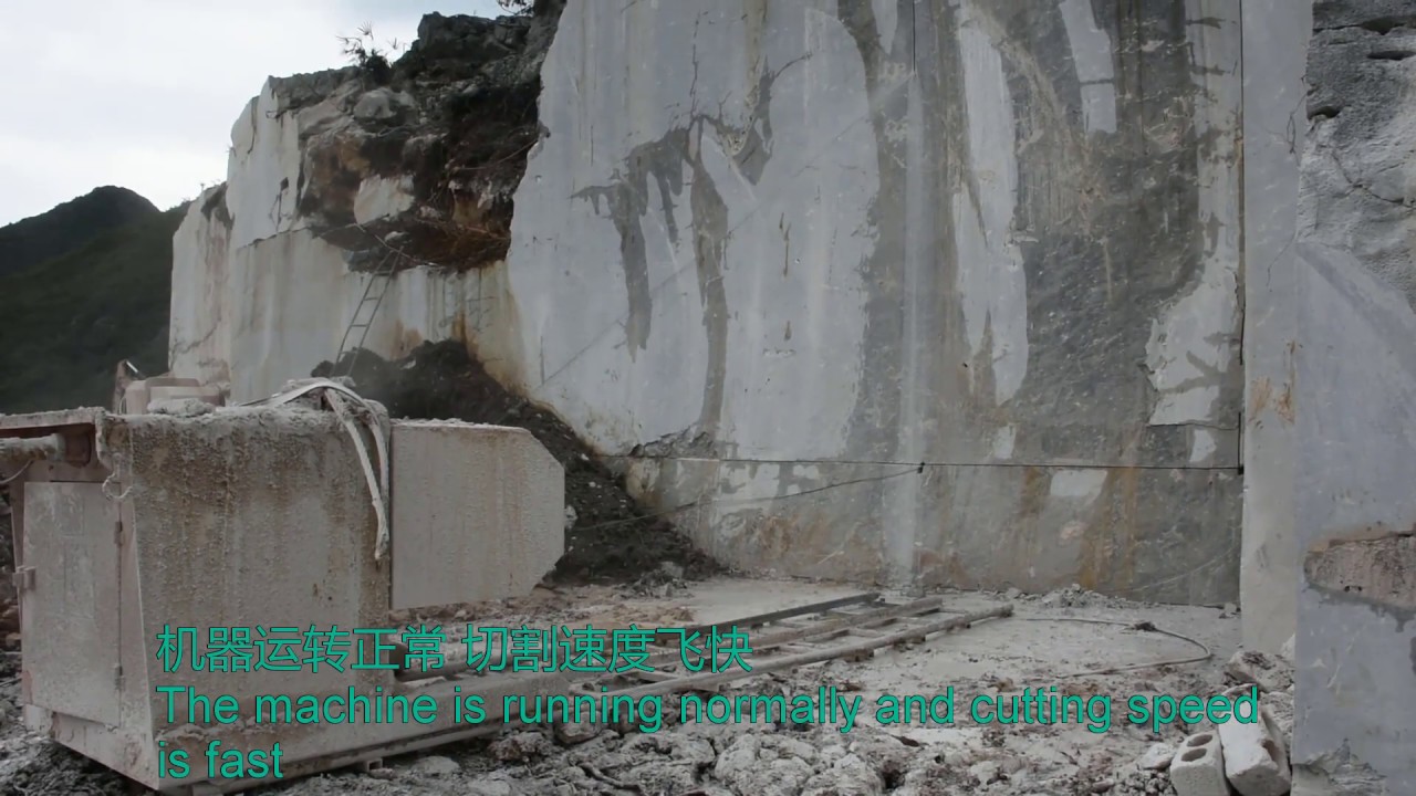 Quarrying granite cutting stone by wire saw machine - YouTube