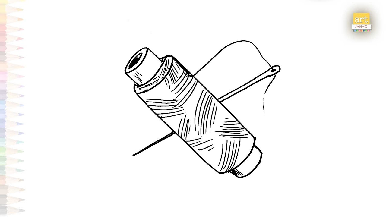 Sewing Thread With Needle drawing easy | Art tutorials | How to draw ...
