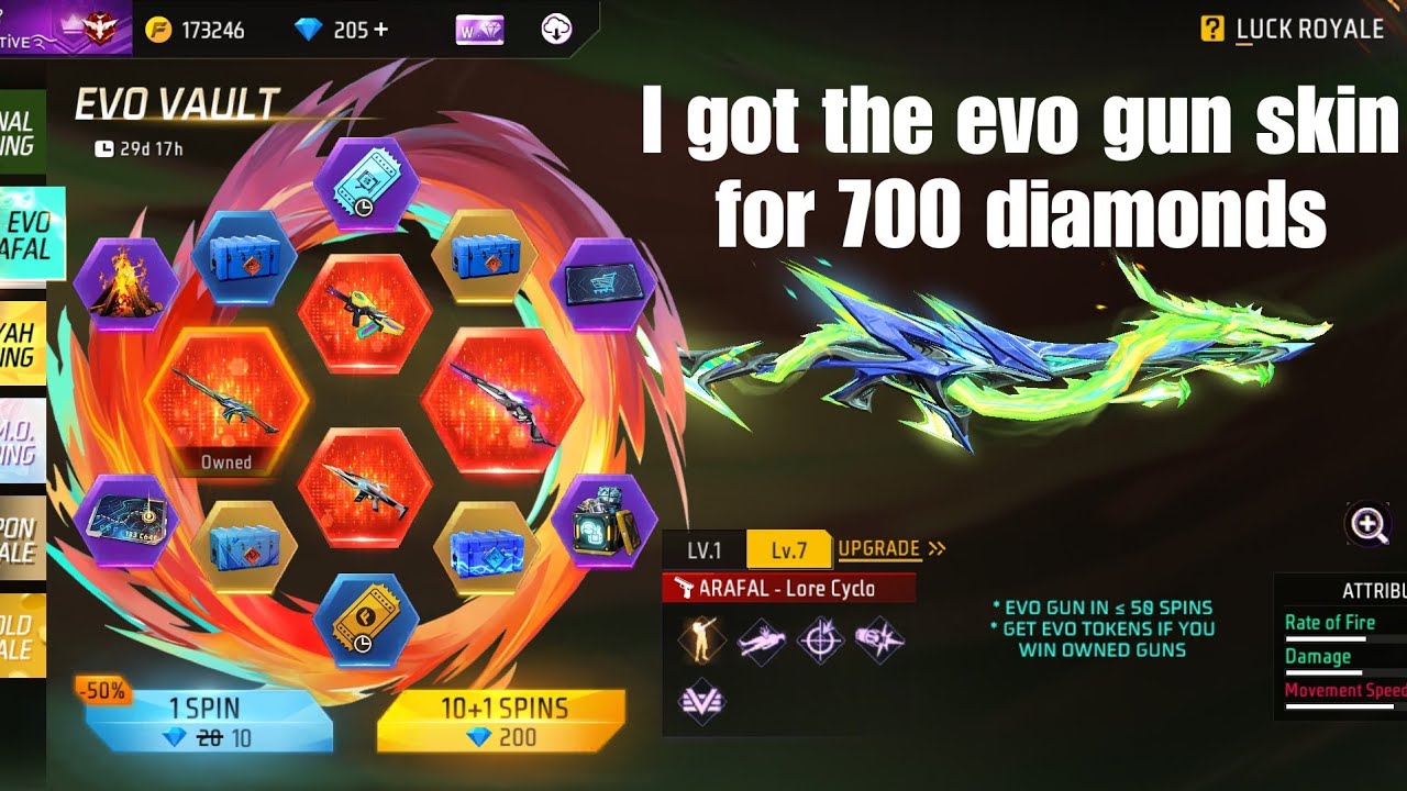 I GOT THE EVO GUN SKIN //PARAFAL EVO GUN SKIN FOR 700 DIAMONDS - YouTube