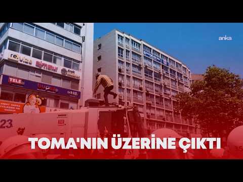 Özgür Özel’in İzmir mitingi öncesinde bir kişi TOMA'nın üzerine çıktı
