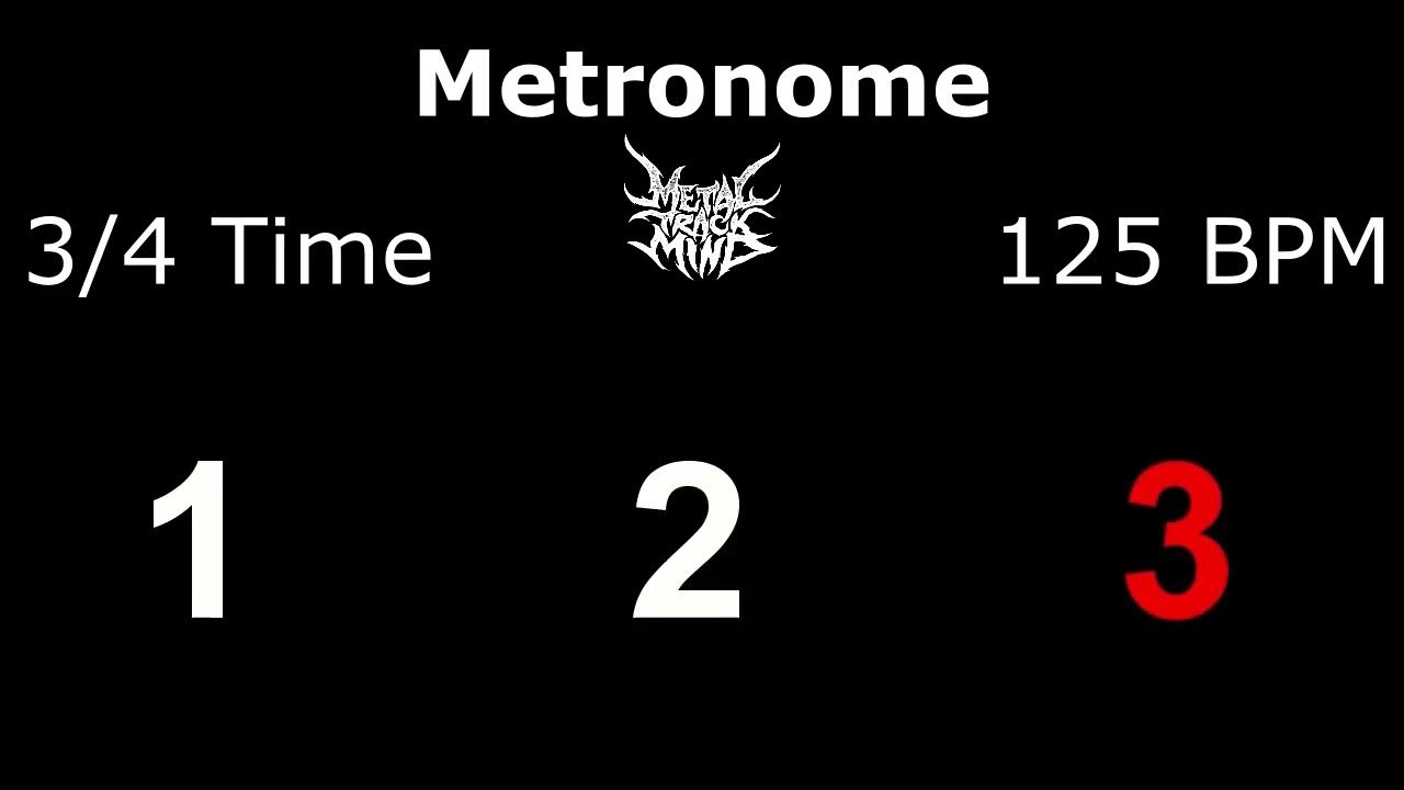 Metronome 3/4 Time 125 BPM visual numbers - YouTube