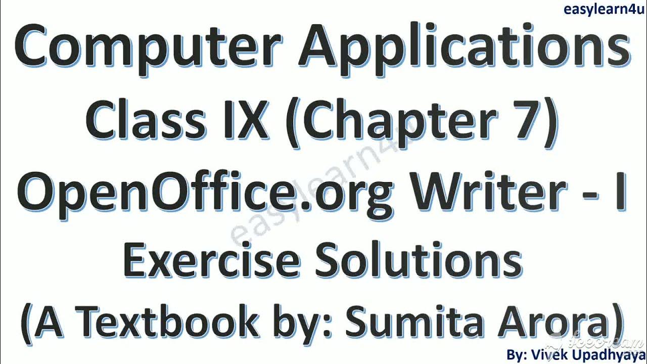 Computer Class 9 chapter 7 Solved | OOo Writer I | Computer chapter 7 ...