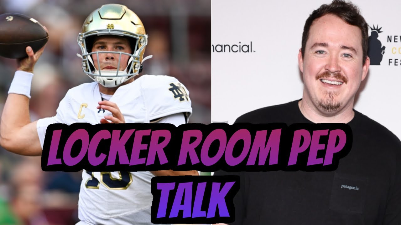 Shane Gillis gives awkward locker room speech at Notre Dame game - YouTube