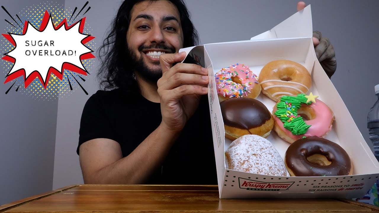 These DONUTS almost put me into a SUGAR COMA!! | Krispy Kreme Mukbang ...