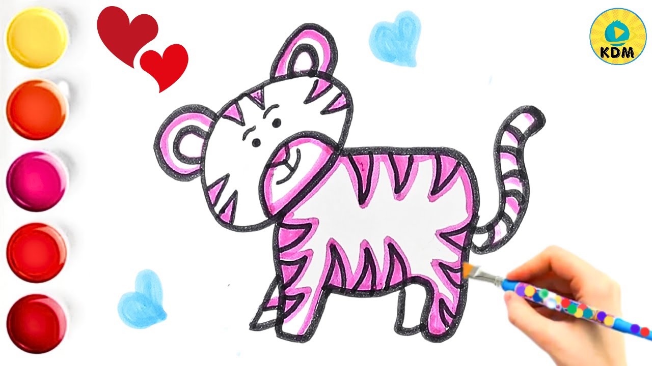TIGER CUTE DRAWING FOR KIDS| HOW TO DRAW | STEP BY STEP| LEARN COLORING ...