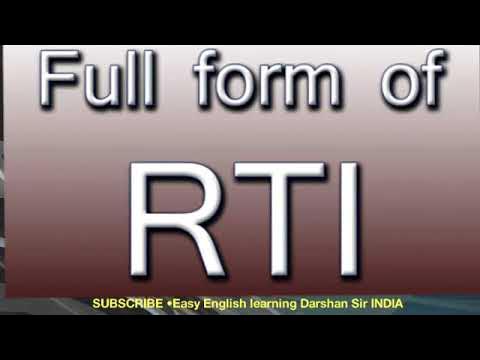 RTI full Form - YouTube