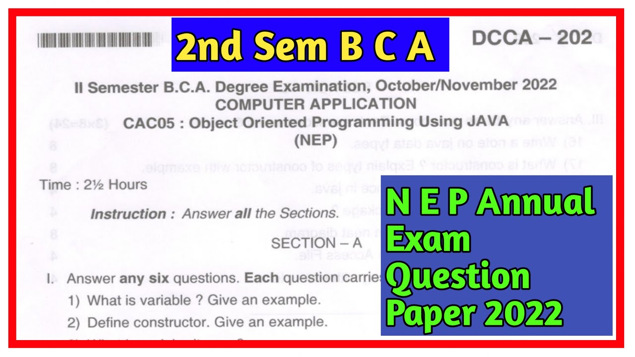 Bca 2nd Sem Computer Application 2022 N E P Oct / Nov Annual Exam ...