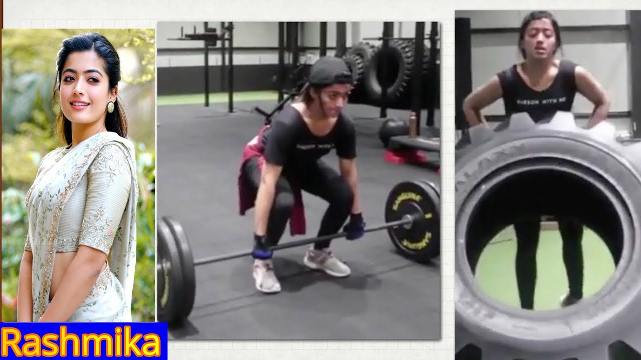 Rashmika Mandanna gym workouts and stunts - YouTube