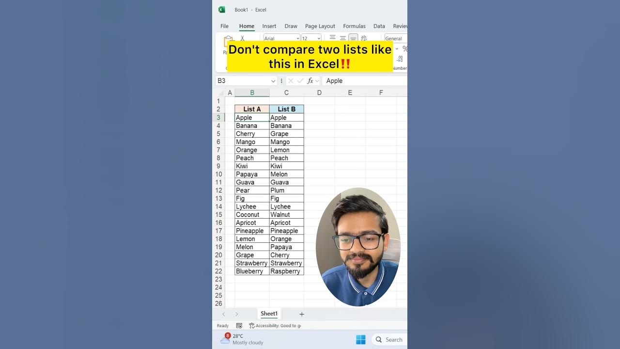 Don't Compare Two Lists like this in Excel‼️Instead Use Amazing Tricks #excel #exceltips #shorts ...