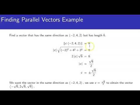 Finding Parallel Vectors Example - YouTube
