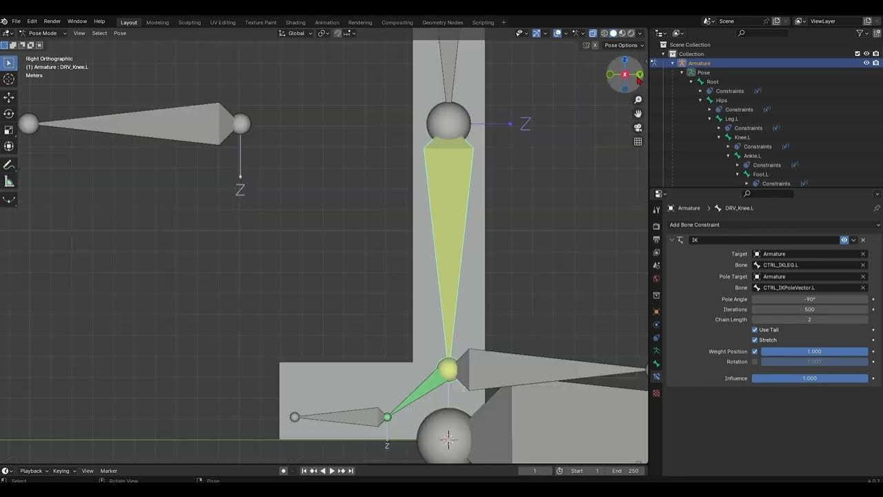 Blender IK Rigging 052 How to solve the problem bones Knee etc do not bend - YouTube