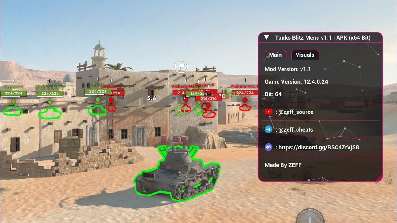 Tanks Blitz Mod Menu v1.1 (.apk/64 and 32 bit/26.2.1.28) - YouTube