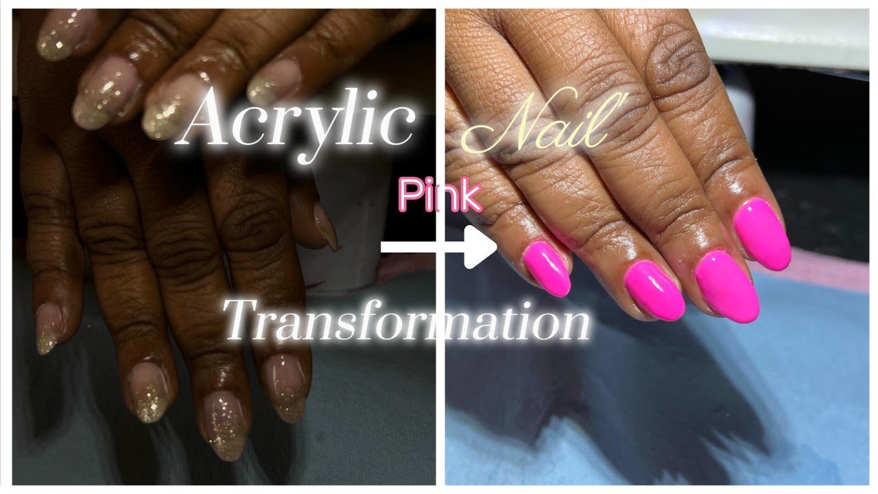 Pink gel polish transformation💗|Acrylic fill|Almond nails|Beginner ...