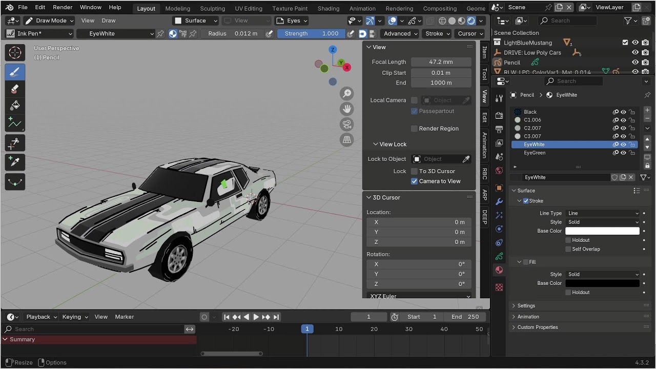 Blender Grease pencil Cartoon Car Process - YouTube
