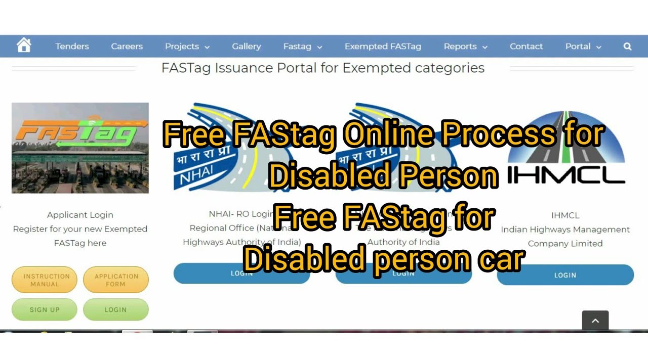 How To Apply Exempted FASTag for Disabled Person ।। Free FASTag for ...