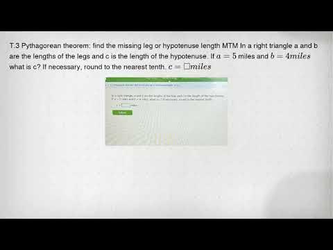 T.3 Pythagorean theorem: find the missing leg or hypotenuse length MTM ...