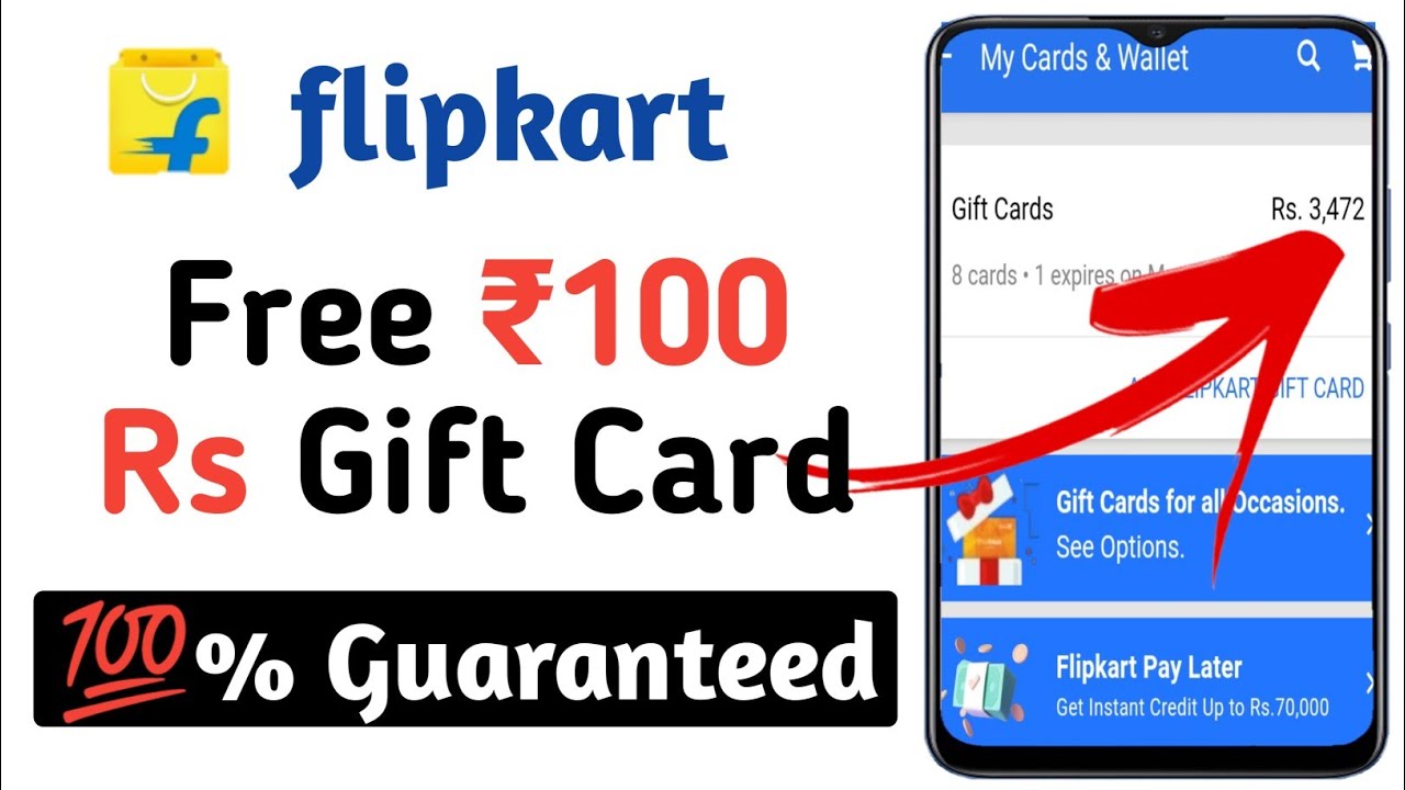 Flipkart Free ₹100 Rs Gift Card | Flipkart free gift voucher offer ...