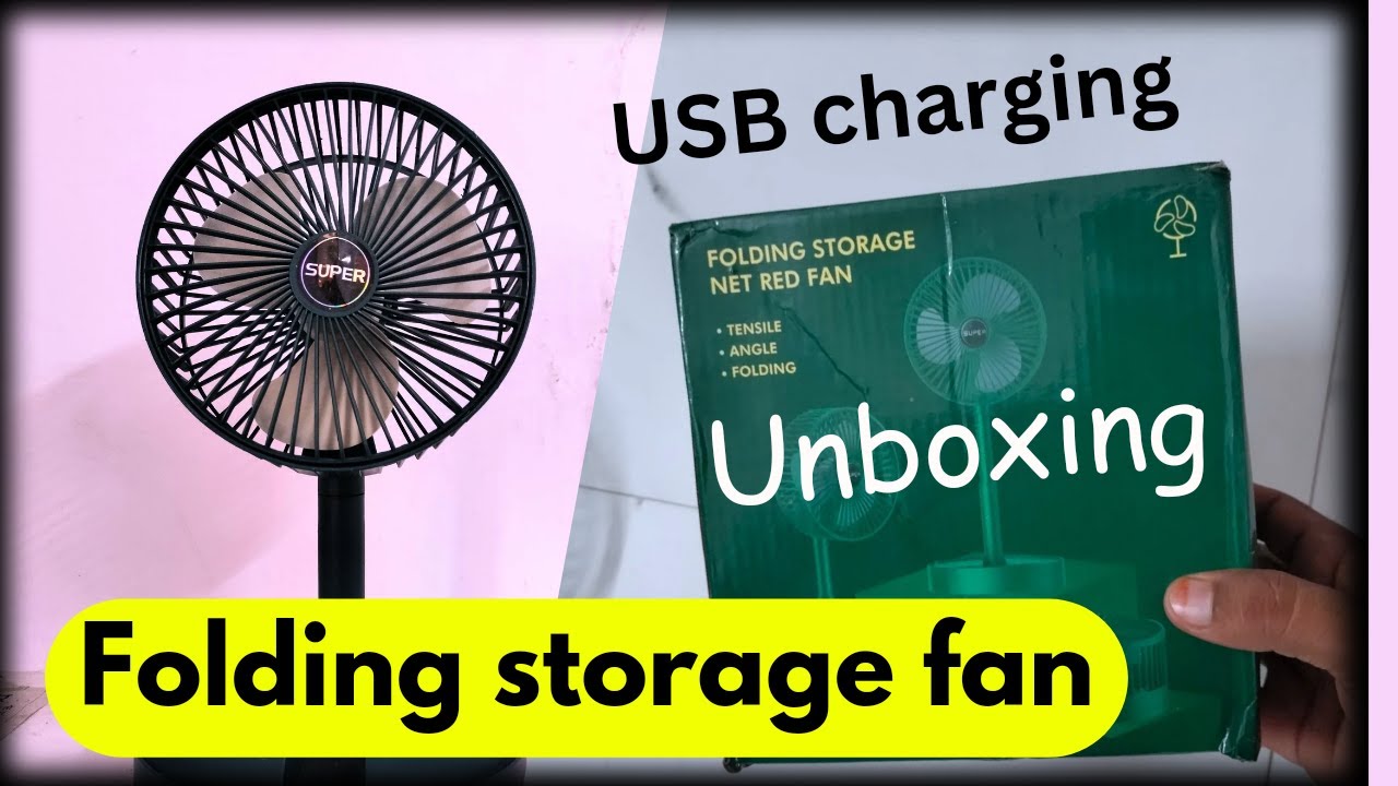 cool gadgets 🔥usb चार्जिंग वाला फैन । folding storage net red fan with ...