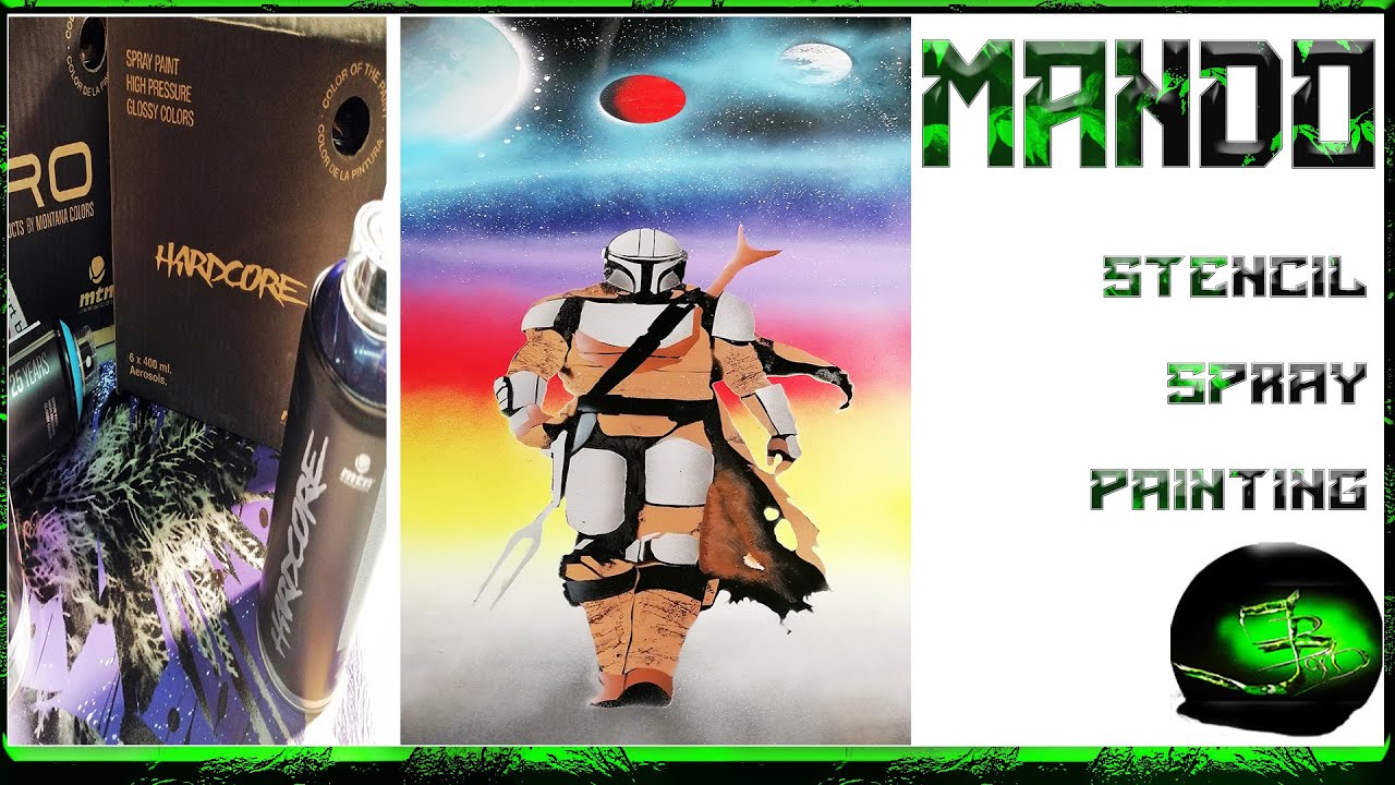 MANDO, Stencil spray painting, By: Spray Paint Art JB, 2021 - YouTube