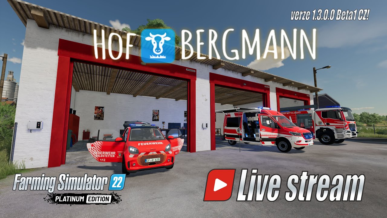 👩‍🚒 Live stream na mapě Hof Bergmann v.1.3.0.0. Beta1 CZ! - Farming ...