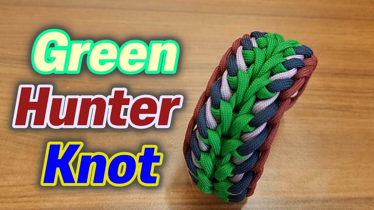 How to make Green Hunter knot paracord bracelet free real easy learn ...
