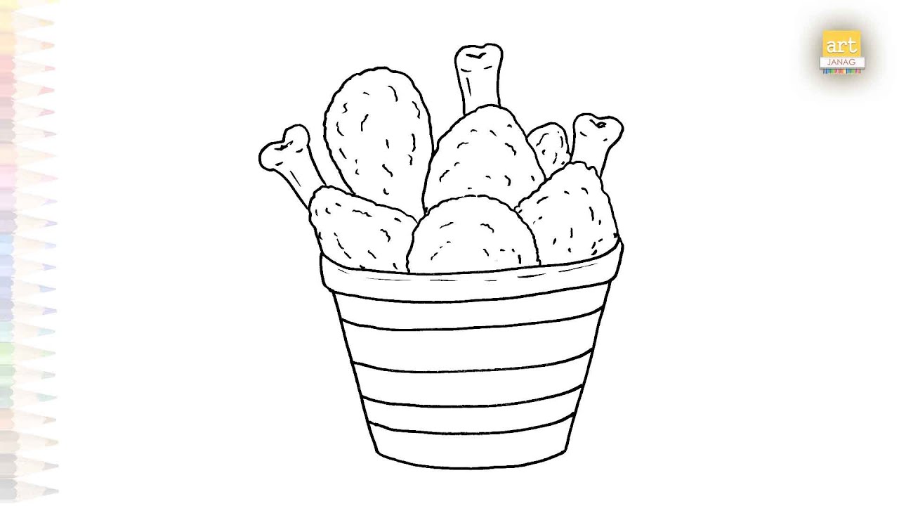 Fried chicken drawing easy | Art tutorial | How to draw Fried chicken ...