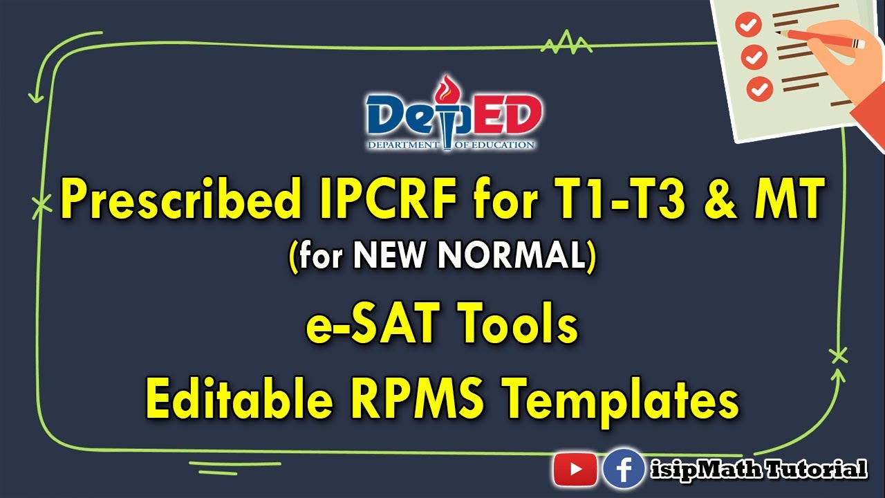 DepEd Prescribed IPCRF for New Normal with e-SAT and RPMS Templates ...