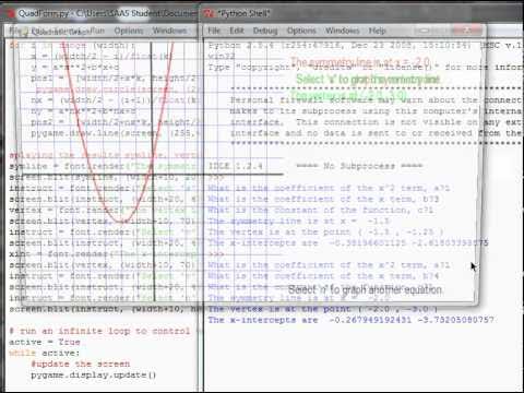 Python-Pygame Lesson Quadratic (part 8) Solver and Grapher - YouTube
