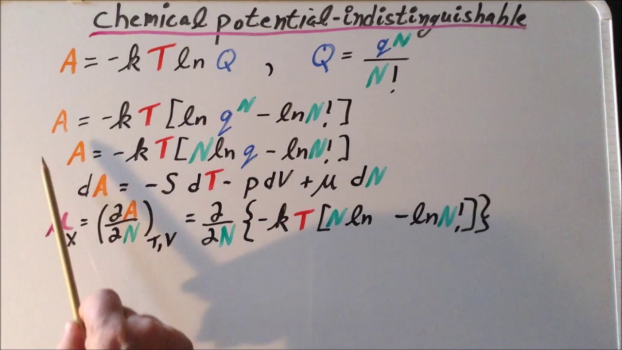 Chemical potential in a system of N indistinguishable particles, color ...