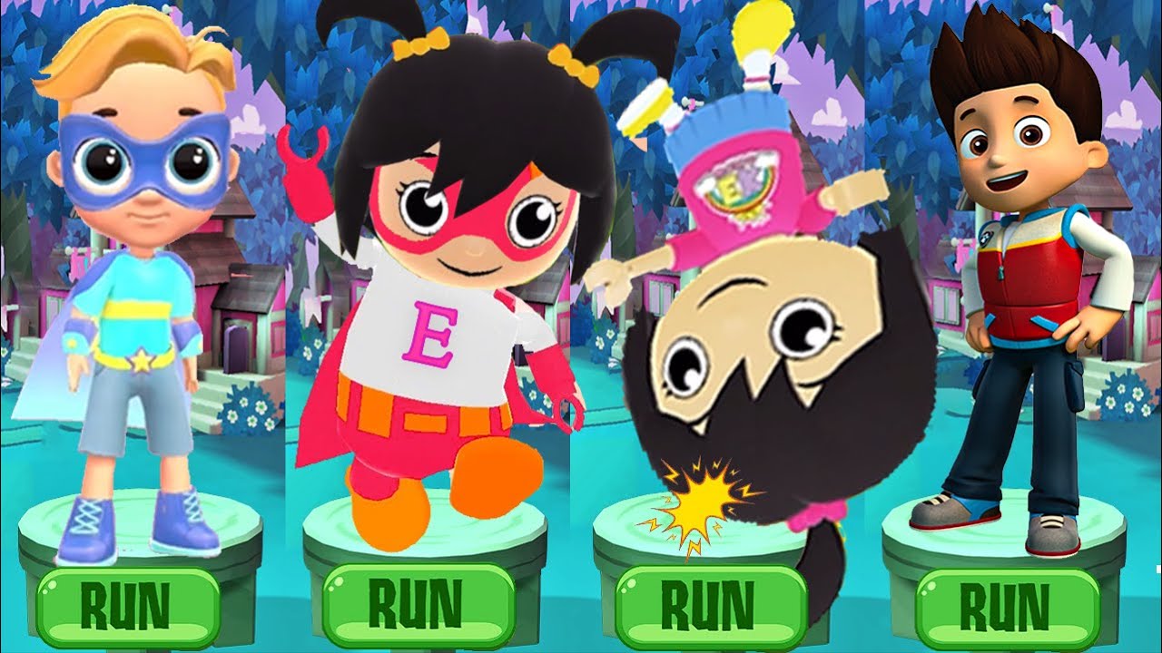 Tag with Ryan - Emma and Kate vs Ryder Paw Patrol vs Diana Pet Dash ...