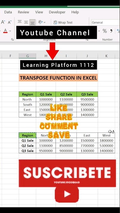 How To Use Transpose Function In Excel #short #shorts #youtubeshorts #ytshorts #viral # ...