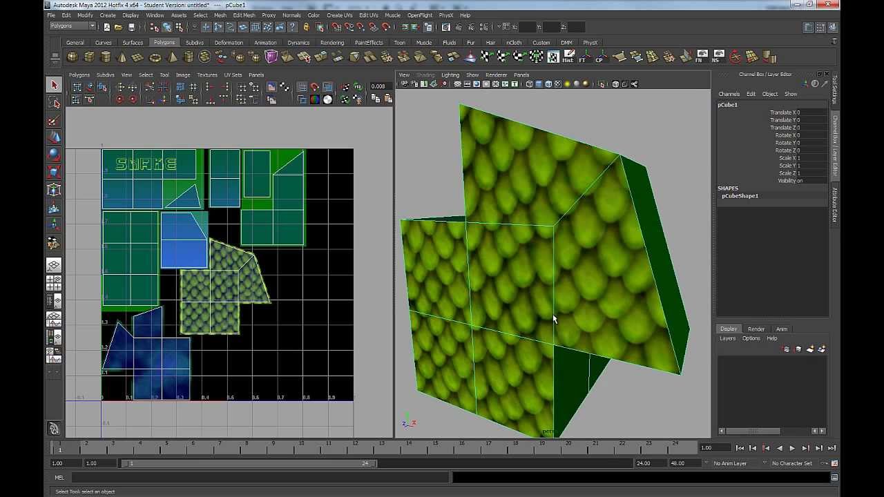 Maya Fundamentals Texturing - Episode 4 Applying a UV mapped texture in ...