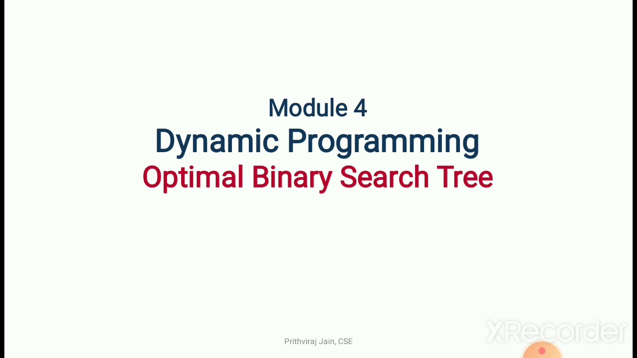 Optimal Binary Search Tree Youtube