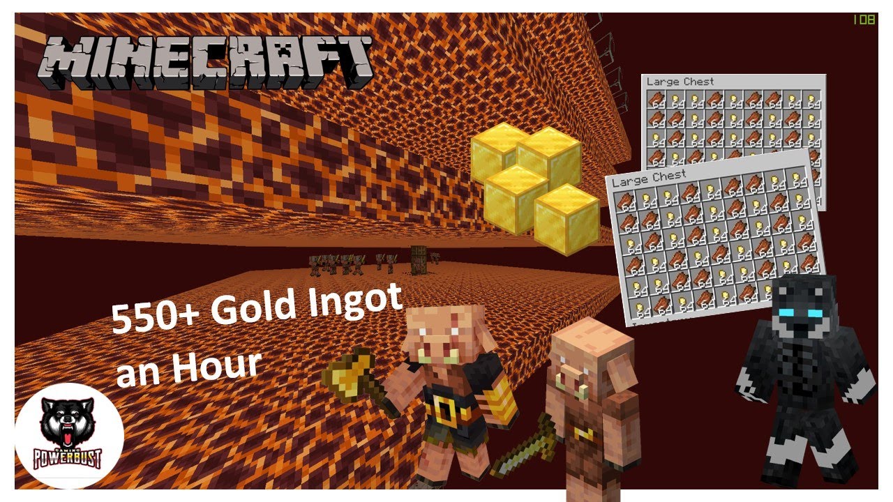 Minecraft | GOLD & XP Farm Efficient & Simple Design - YouTube