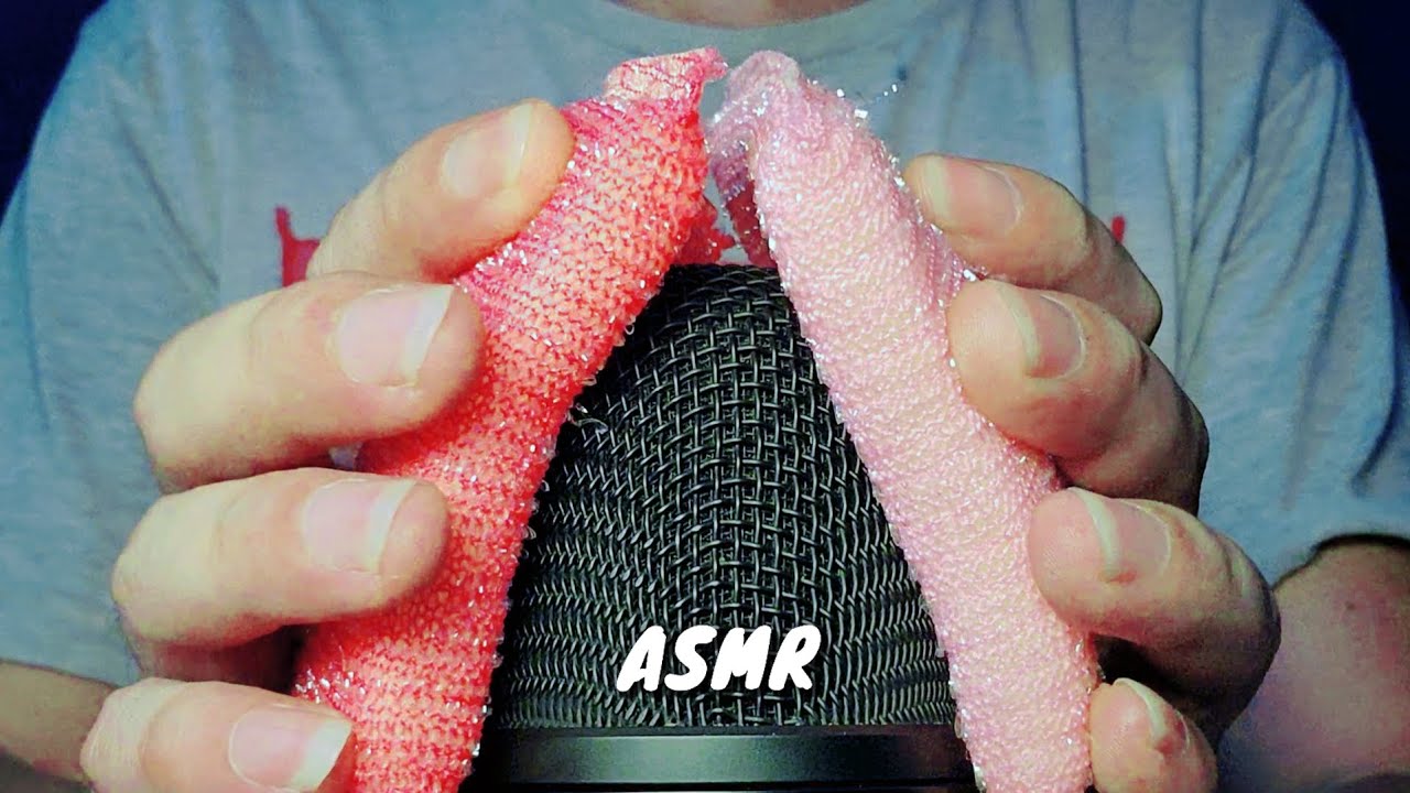 ASMR - Scratching Microphone With Steel Wire Pink Sponge Cloth - YouTube
