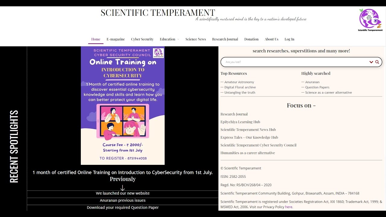 Scientific Temperament in a nutshell - June 2021 - YouTube