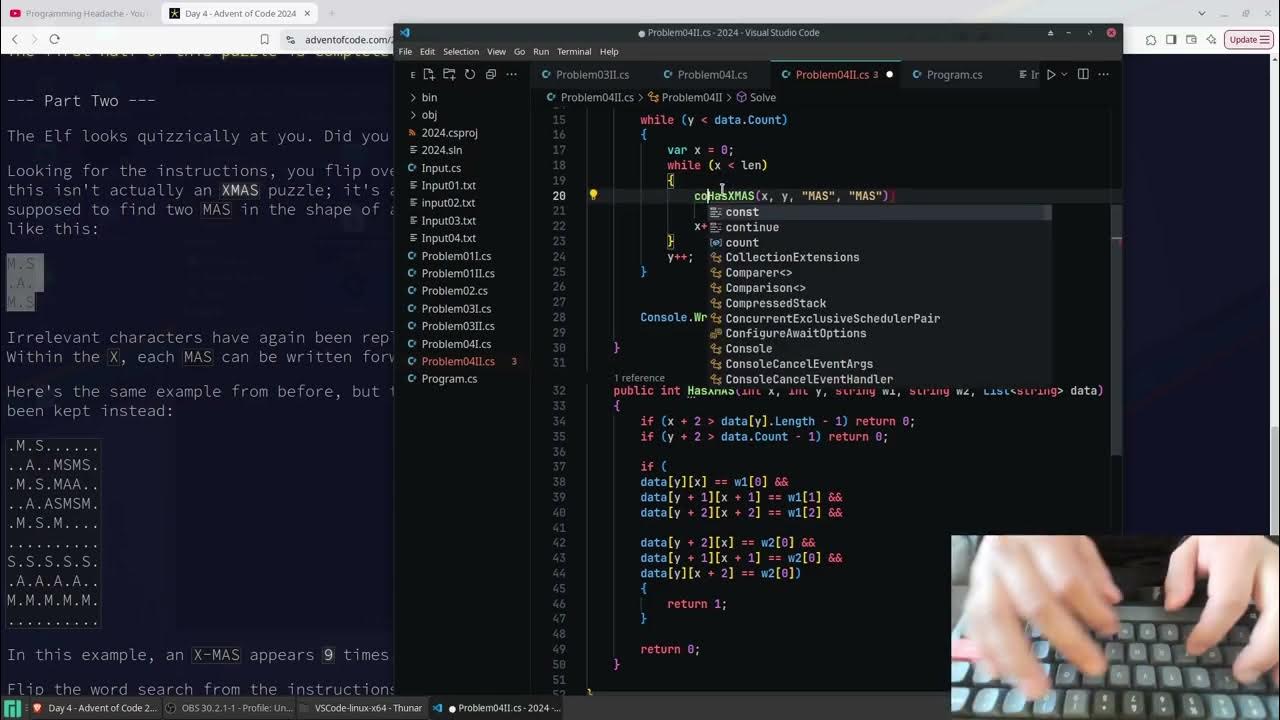 Solving Advent Of Code 2024 - Day 4: Ceres Search (Part two) - YouTube