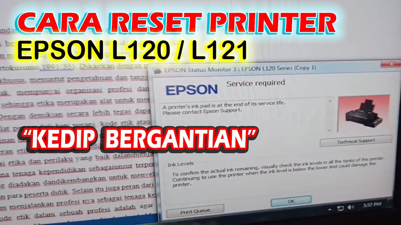 Cara Reset EPSON L120 dan EPSON L121 - YouTube