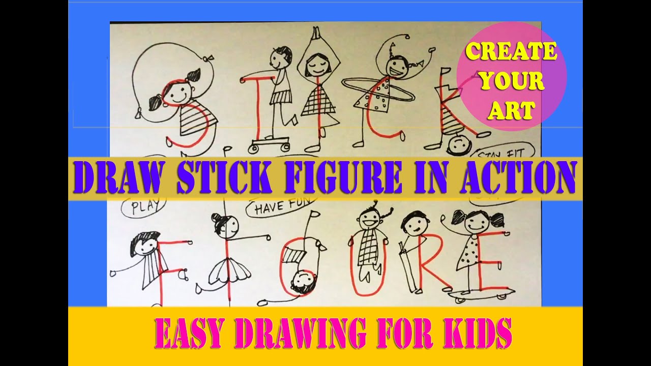 how to draw stick figures for kids /Easy and simple drawings for kids ...