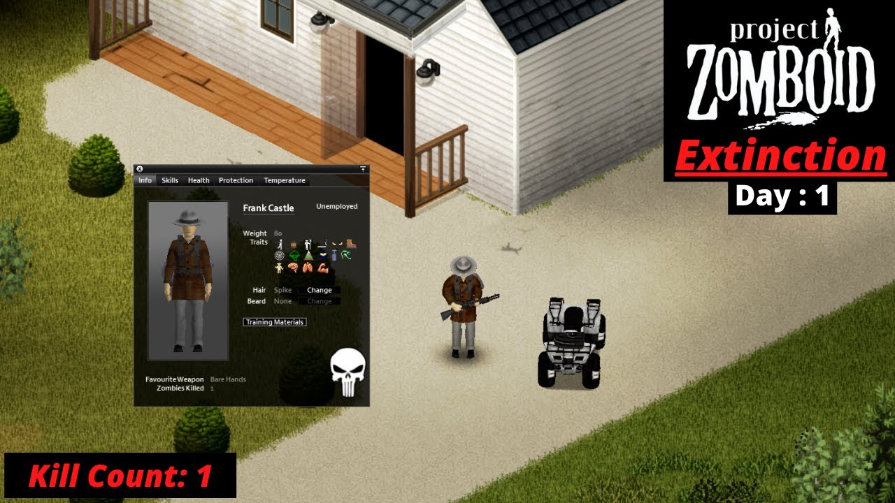 Project Zomboid : EXTINCTION |Day 1| : Frank Castle, back from the dead ...